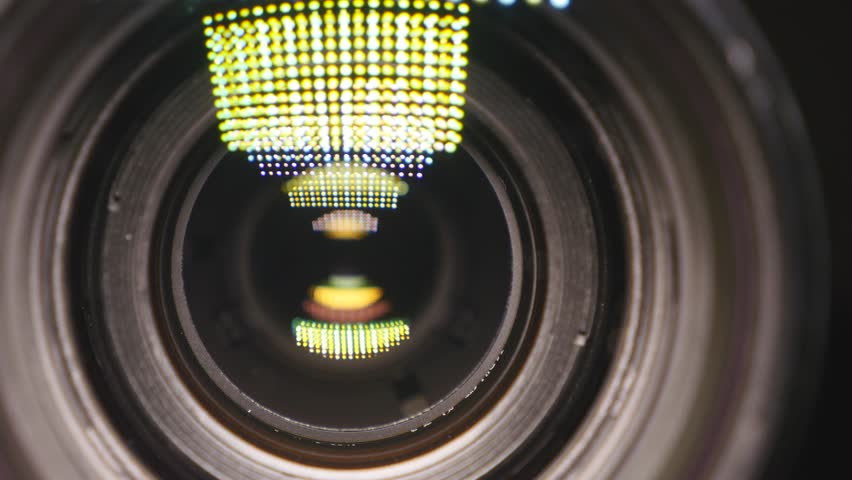 Video Camera Lens, Showing Zoom And Glare, Turns, Close Up Filmati e ...