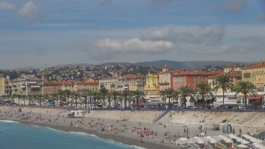 Timelapse Of Traffic Car On Nice Boulevard By Day, Panoramic View Of ...