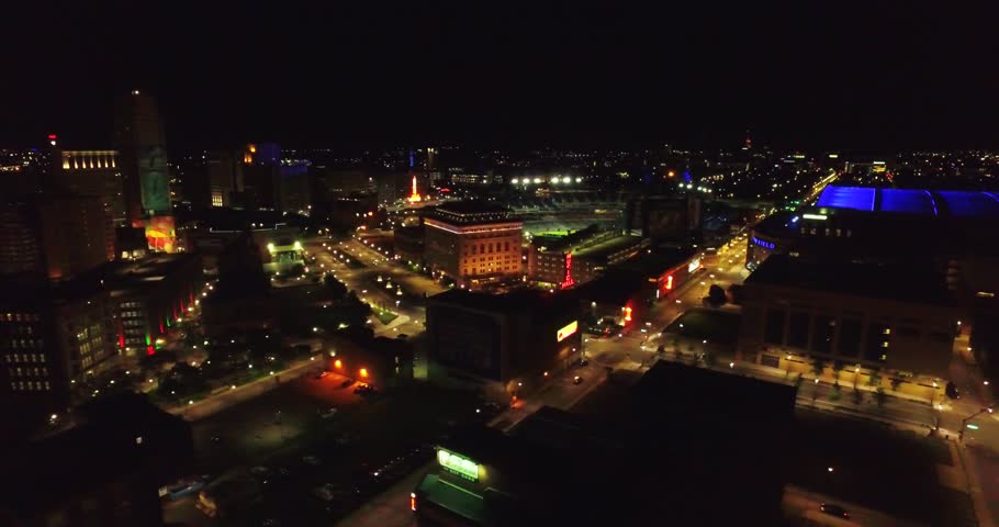 Detroit skyline with night lights in Michigan image - Free stock photo ...