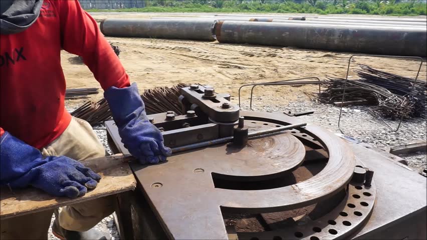 Construction Worker Perform Bar Bending Stock Footage Video (100% ...