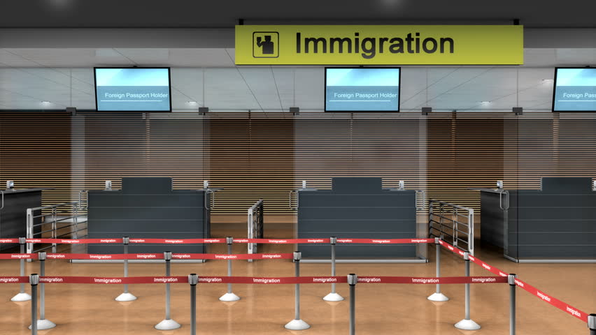 Airport Immigration Counter, 3d Animation. Stock Footage Video (100% ...