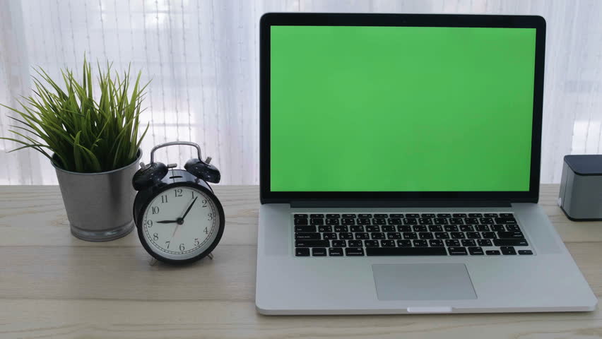 Modern Laptop with clock on the screen image - Free stock photo ...
