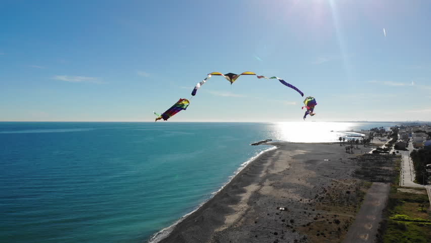 Aerial View of Flying Kite Stock Footage Video (100% Royalty-free ...