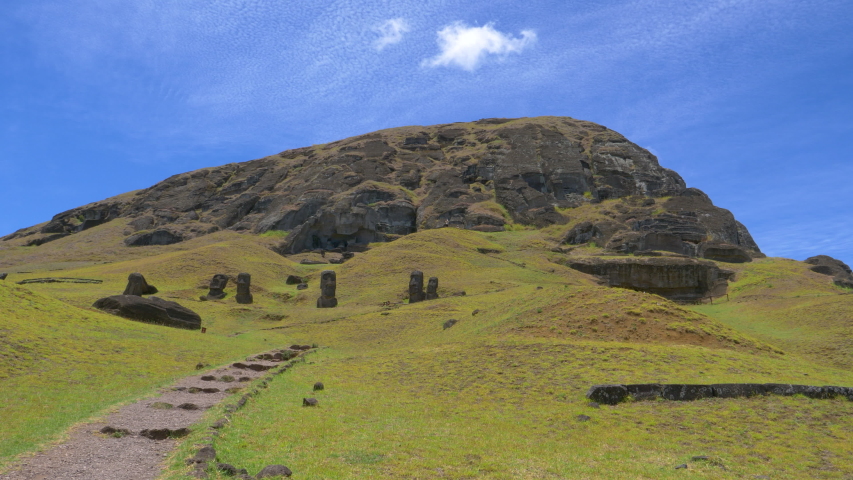 Landscape of Easter Island with sky and statue in Chile image - Free ...
