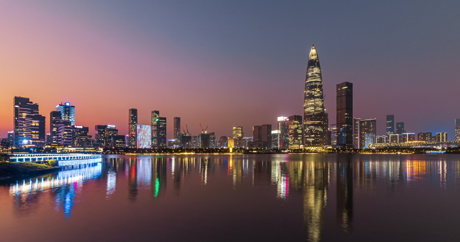 Shenzhen Bay View at night with lights image - Free stock photo ...