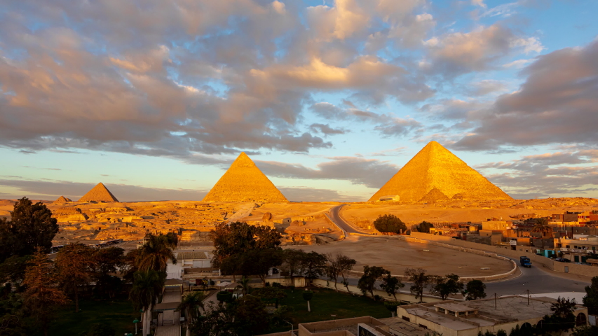 Desert landscape and Pyramids at Giza, Egypt image - Free stock photo ...