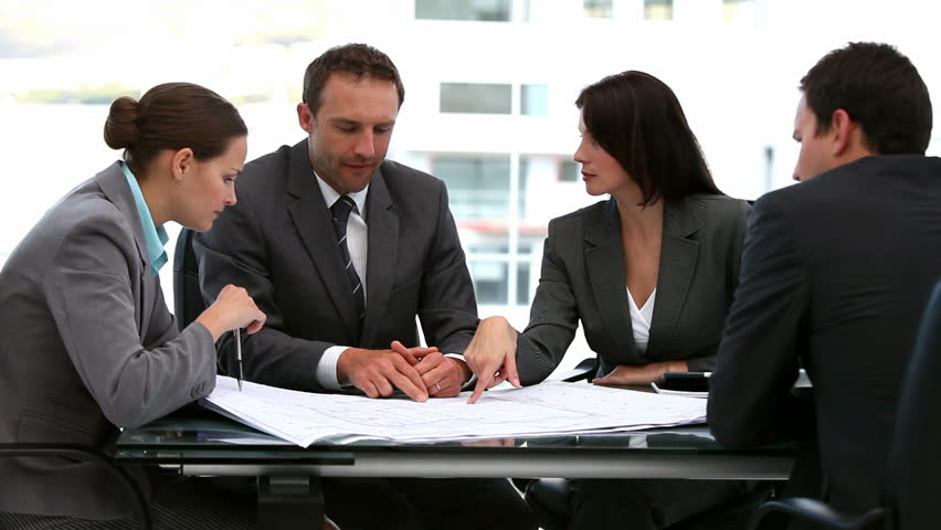 Female Client In Bank Talking With Business Consultants Stock Footage ...