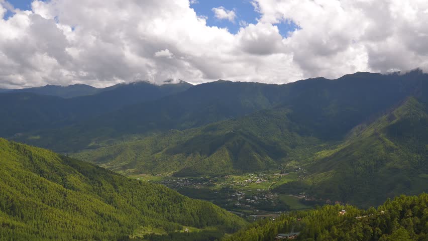 Paro Valley with Cloudy ,bhutan. Stock Footage Video (100% Royalty-free ...
