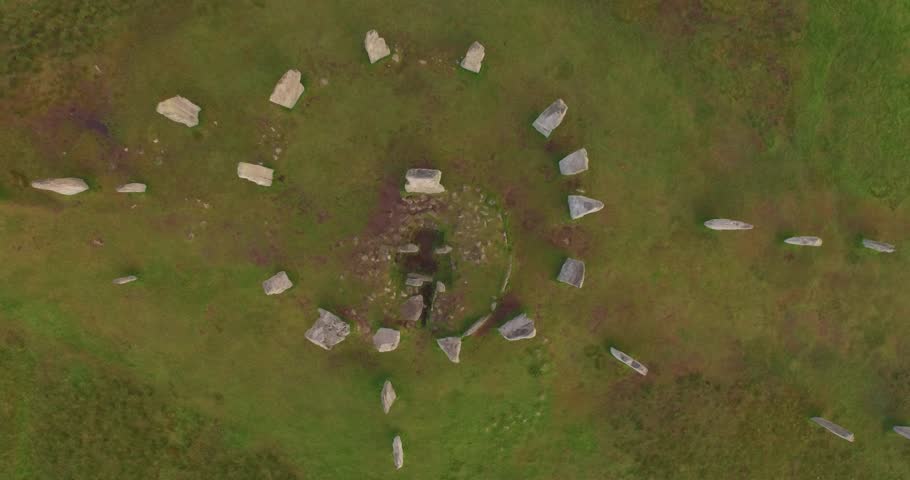 Cinematic Aerial Shot Of Callanish Standing Stones On The Isle Of Lewis ...