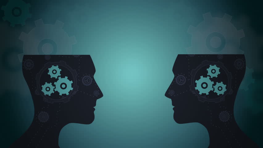 Digital Animation Of Thoughts Connecting In Brains With Cogs Stock ...