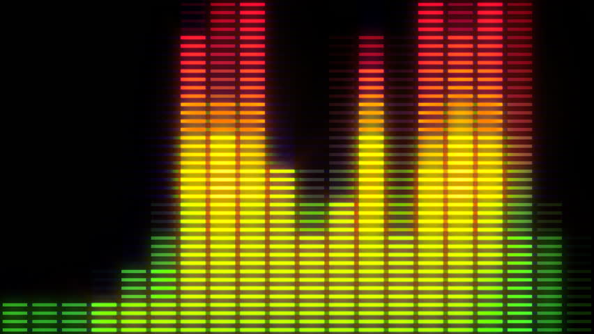 Horizontal Rainbow Multi-colored Digital Audio VU Meters Moving To Beat ...