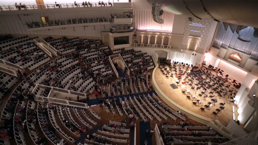 MOSCOW, RUSSIA - NOVEMBER 02, 2015: Audience Inside Tchaikovsky Concert ...