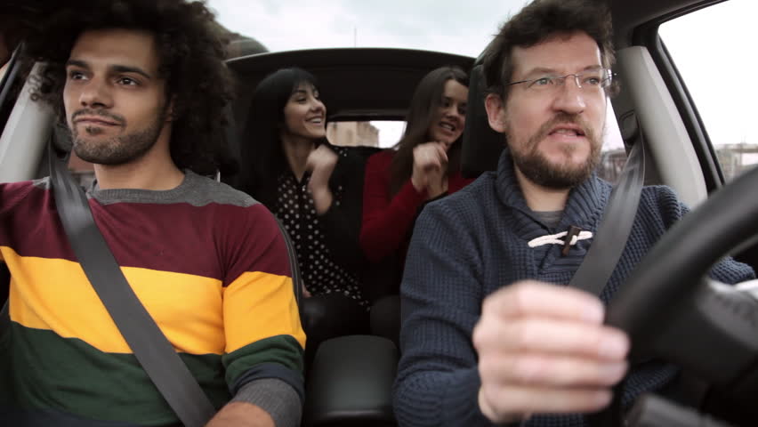 Friends In Car Singing And Dancing Like Crazy Stock Footage Video ...