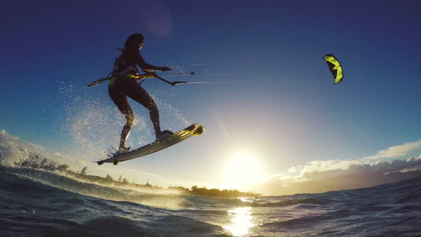 Extreme Kitesurfing at Sunset. Summer Video de stock (totalmente libre ...