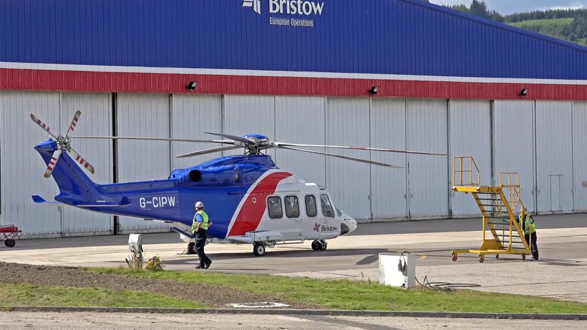 ABERDEEN / SCOTLAND - DECEMBER 11 2015 : Helicopter Landing At The ...