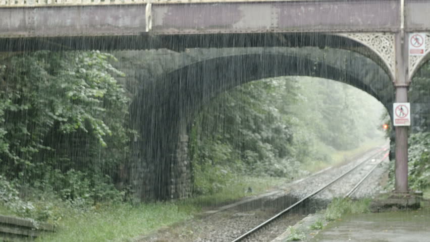 Vídeo stock de Rain On the Countryside Station: (100% livre de direitos ...