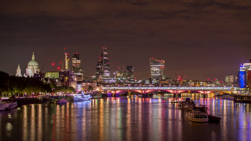 Time Lapse, Bangkok City At Night With Reflection Of Skyline, Bangkok ...