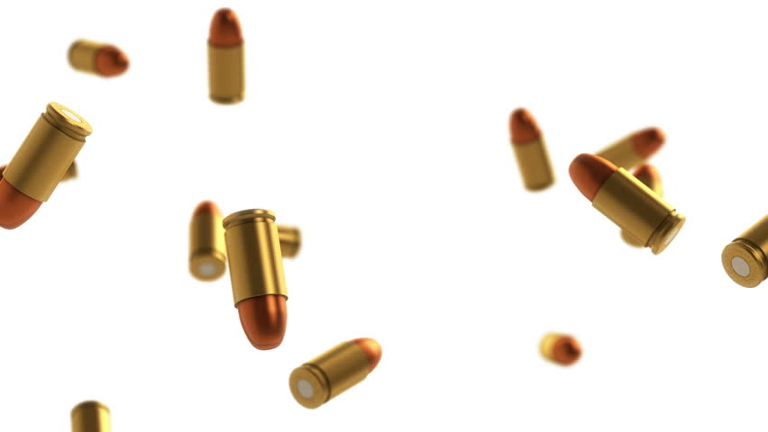Slow Motion Animation Of Pistol Shell Casings Falling On White ...