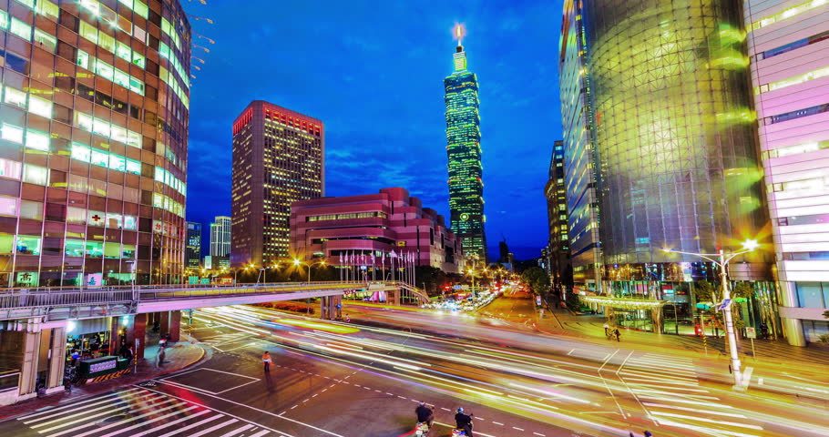 Taipei 101 with lights at dusk in Taiwan image - Free stock photo ...