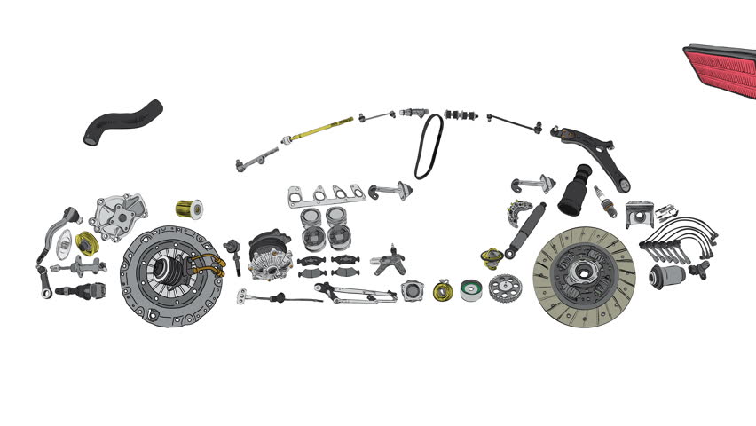 4k Video. Smooth Assembly, Car Image From Spare Parts. Záběr Video ...