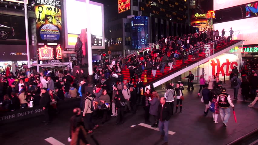 Red Stairs at Times Square Stock Footage Video (100% Royalty-free ...