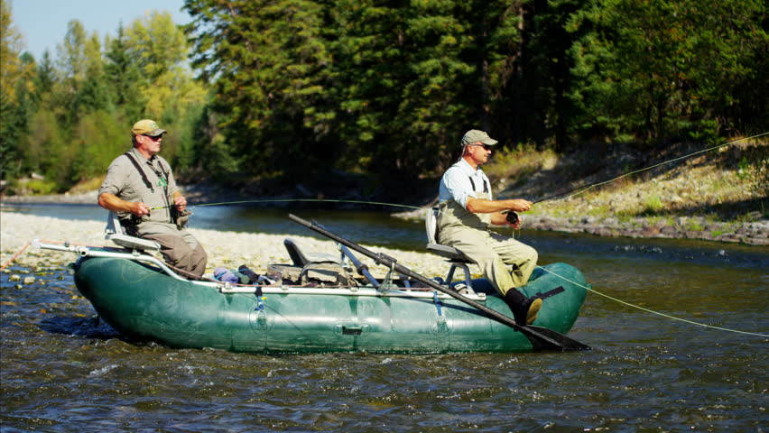 River Dingy Fly Fishing Males Stock Footage Video (100% Royalty-free ...
