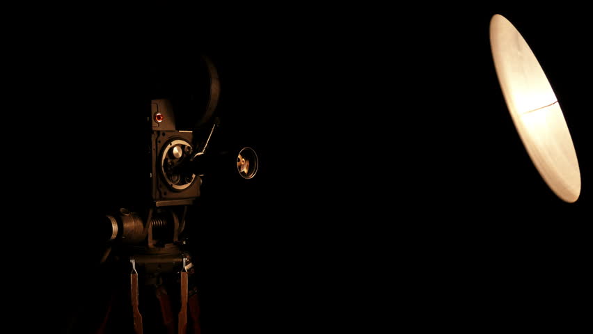 Stock Video Clip of Vintage Hollywood Movie Camera and Theater Stage ...
