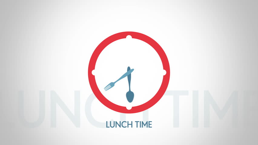 Lunch Time Clock Symbol Animation On Light Background Stock Footage ...