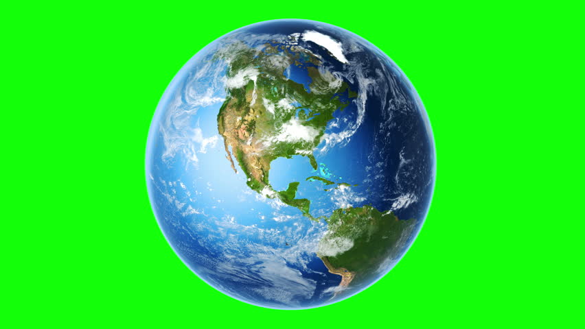 Realistic Earth Rotating On Green Screen. Texture Map Courtesy Of NASA ...