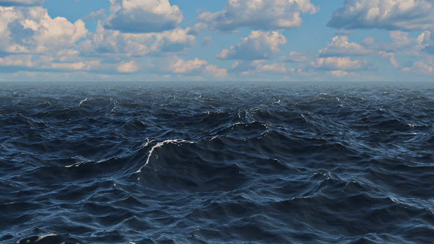 Realistic 3D Animation Of Ocean Waves Extending To Horizon With A ...