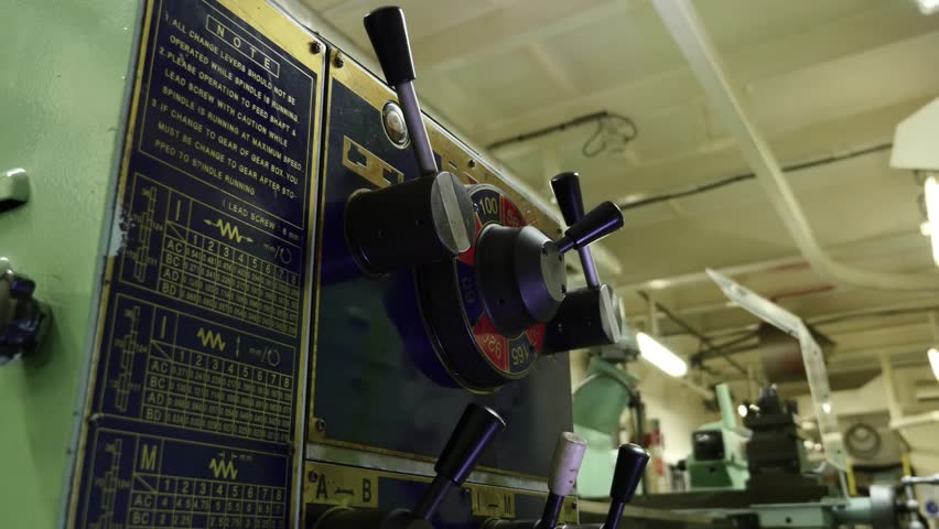 Stock Video Clip of Lathe machine, gear box, feed box. | Shutterstock