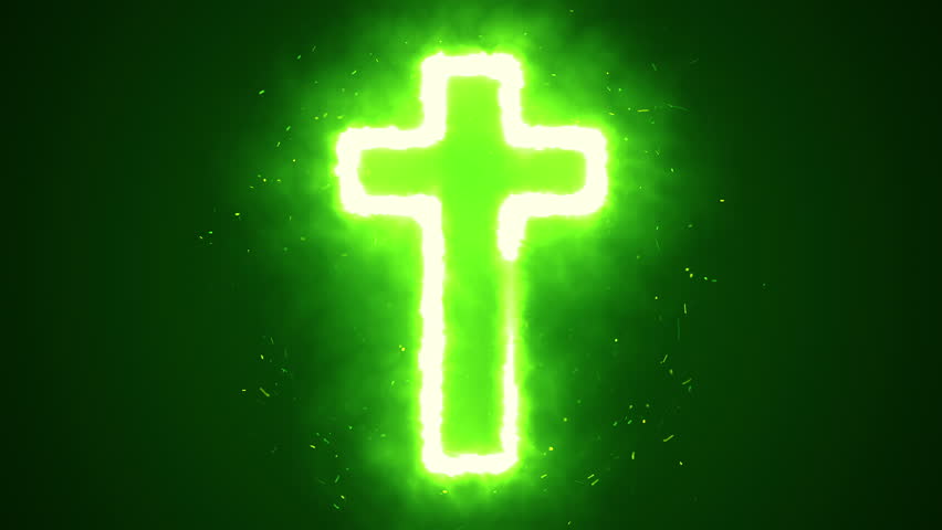 Animation Appearance Of Christian Or Catholic Cross From Fire On Dark ...