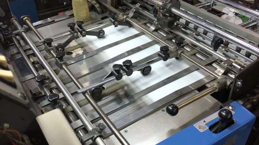 Offset Printing Press, Industrial Machine Moving The Paper Material ...