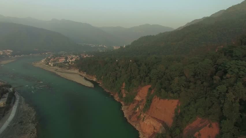 Aerial View of Ganga River Stock Footage Video (100% Royalty-free ...