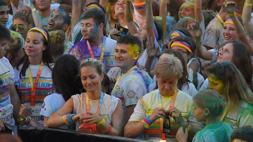 MAMAIA, CONSTANTA, ROMANIA - JULY 26: Mamaia Color Run 2014, In Mamaia ...