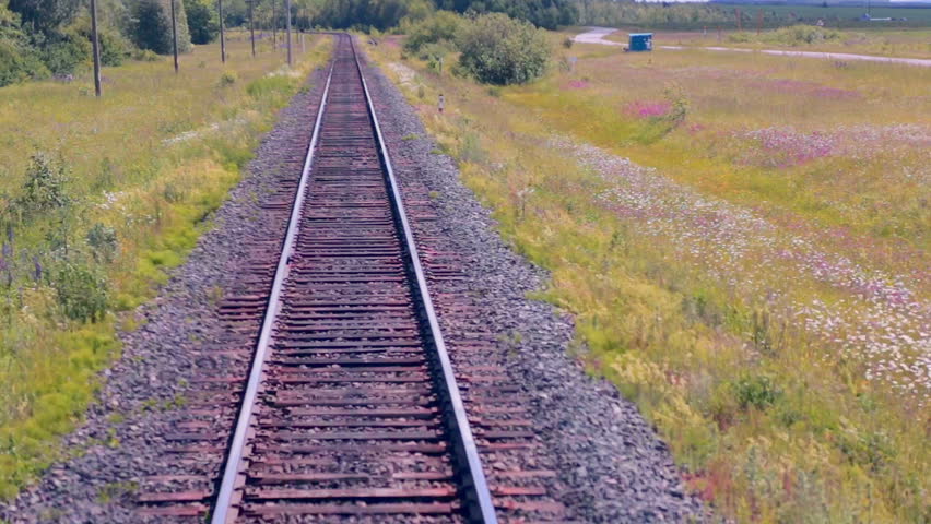 Railroad. Railway Tracks from Moving Stock Footage Video (100% Royalty ...