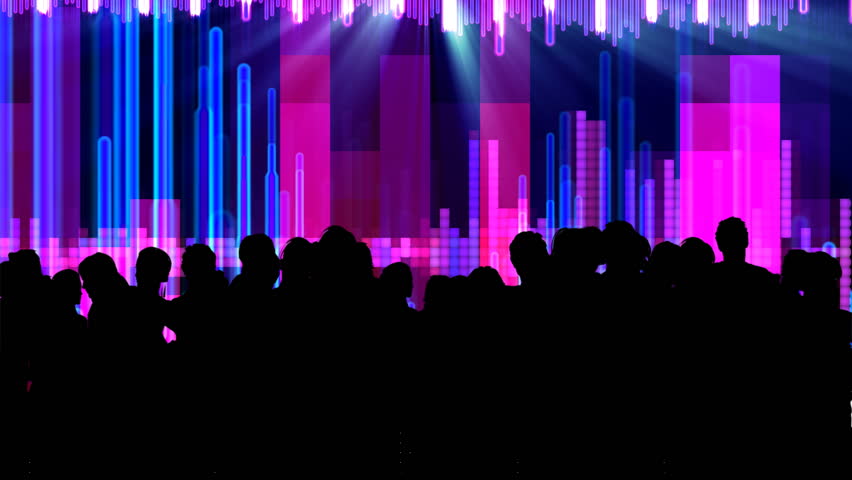 Digital Animation Of Nightclub With Blue Lights And Dancing Crowd Stock ...