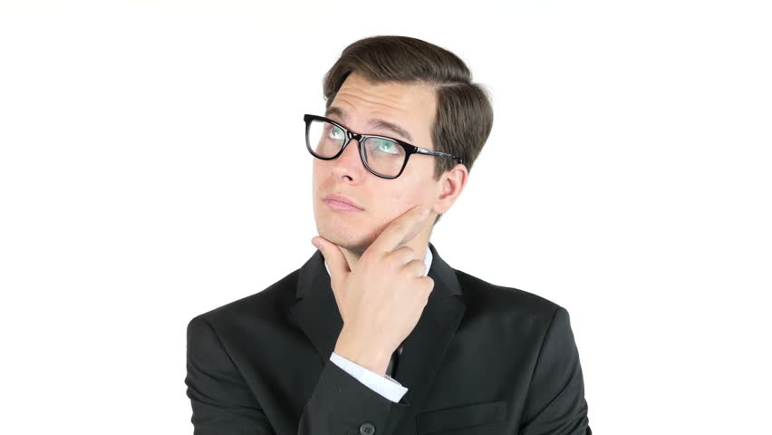 Thoughtful Man Standing Upright Against A White Background Videos de ...