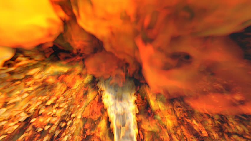Animated Erupting Raging Fire Bursting Through Camera In 4k. Top View ...