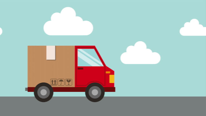 Animated Delivery Truck Red 3d Icon Loop Modules For Edit With Alpha ...