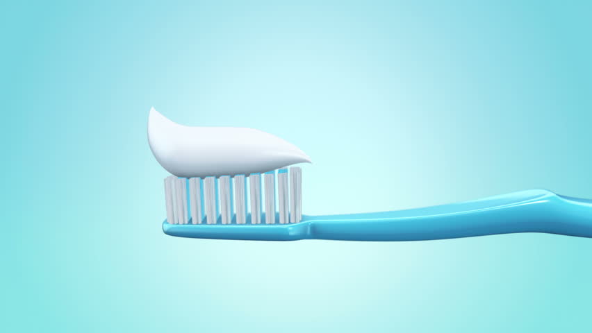 Stock video of animation of squeezed toothpaste on toothbrush ...