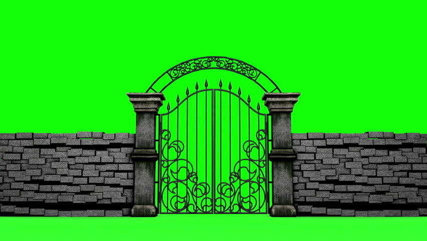 Entrance In Gothic Gates On Green Screen, 3D Animation Stock Footage ...