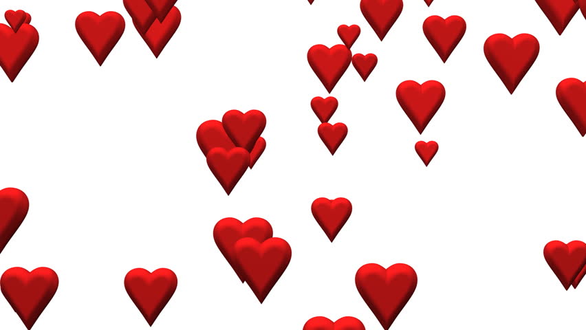 Little Red Hearts Floating From Bottom To Top Isolated On White Stock ...