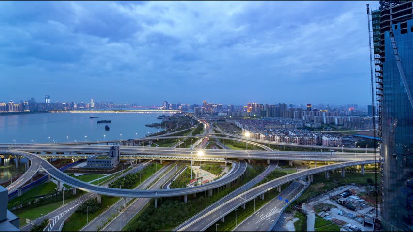 Time Lapse Of The Waterfront And Freeway In Seoul Korea. Han River ...