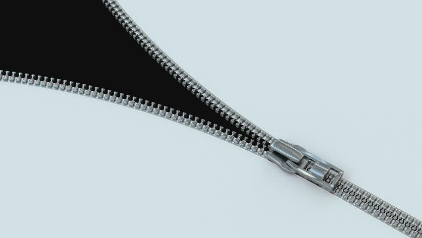 Zip Fastener With Smooth Silver Gray Fabric. Animation Of Unzipping The ...