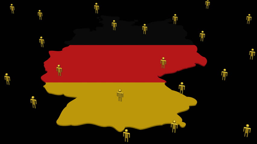 Germany Map Flag Surrounded By Many Abstract People Animation Stock ...