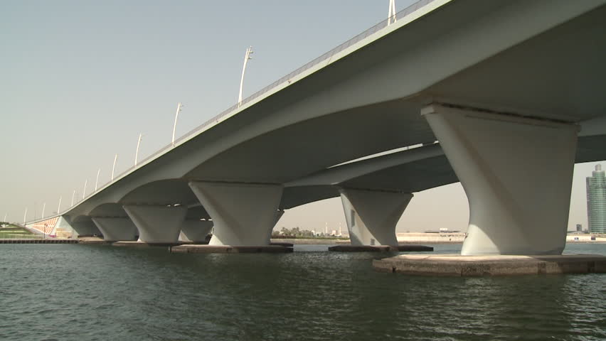 Al Garhoud Bridge, Dubai. Wide View And Tilt-up Of The Architectural ...
