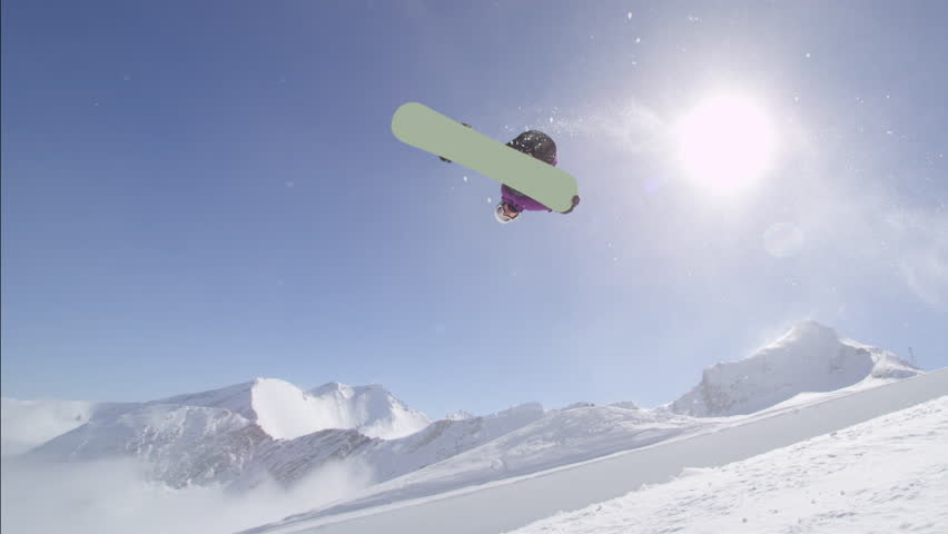 SLOW MOTION: Young Pro Snowboarder Riding The Half Pipe In Big Mountain ...
