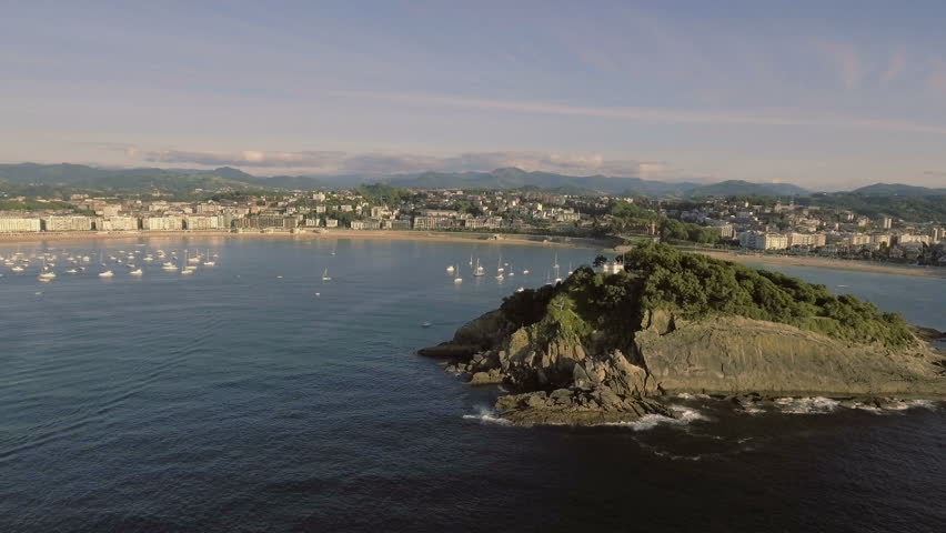 Aerial View To San Sebastian City, Basque, Spain. Stock Footage Video ...