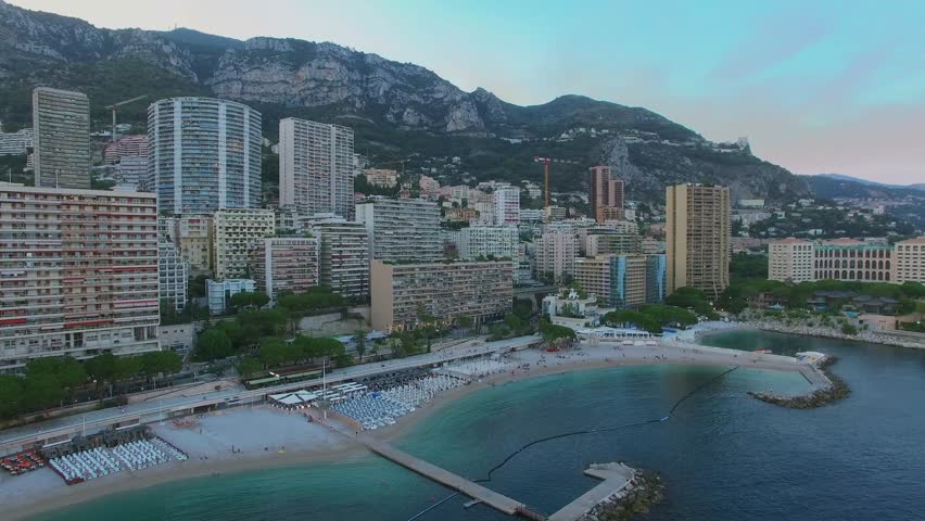 MONTE CARLO, MONACO - AUG 02, 2016: Cityscape With Larvotto Beach Near ...